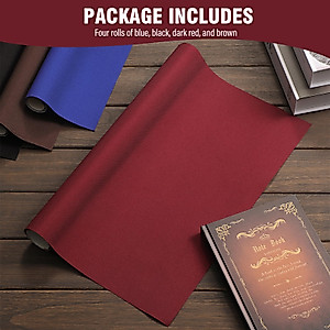 4 Pcs 40 x 16 Inches Book Cloth Bookcover Fabric Surface and Paper Backed Close Weave Book Binding Cloth for Scrapbooking Album DIY Crafts, 4 Colors