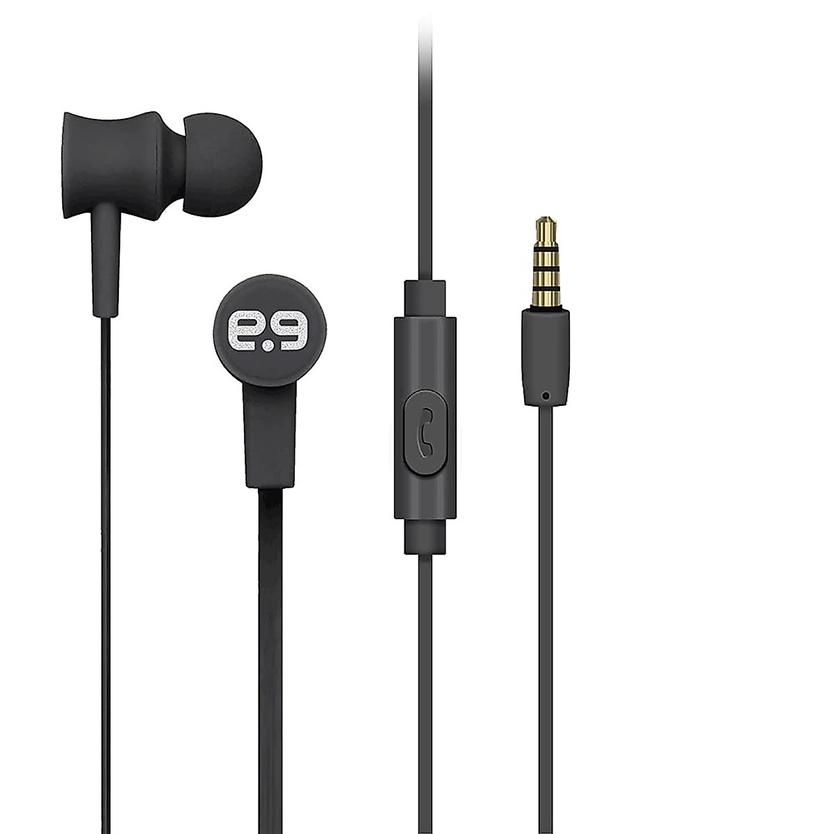 PureGear PureBoom Premium Tangle Free in-Ear Stereo Headphones with Built-in Mic, 3.5mm Wired Earbud for Laptops, Computers, iPhone, Android Phones, iPad, & More Devices with 3.5mm Interface (Black)