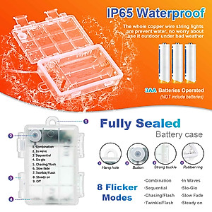 Fairy Lights Battery Operated Christmas String Lights 100 LED Waterproof Copper Wire Starry Twinkle Lights with 8 Modes Remote &Timer for Wedding Indoor Decor 2 Pack (Warm White)