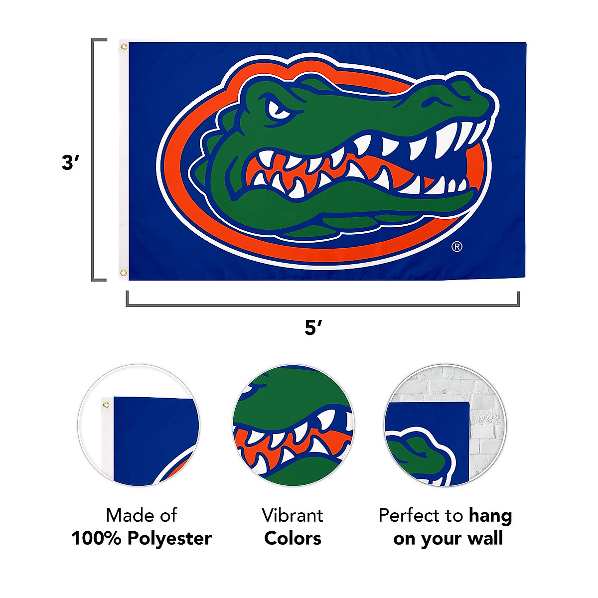 Desert Cactus University of Florida UF Flag - 3 x 5 Feet Gators Banner, Indoor/Outdoor Durable Fabric, 100% Polyester Design (Style 4)