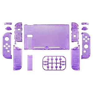 eXtremeRate Clear Atomic Purple Front Back Plate for Nintendo Switch Console, NS Joycon Handheld Controller Housing with Full Set Buttons, Replacement Shell for Nintendo Switch - Switch NOT Included