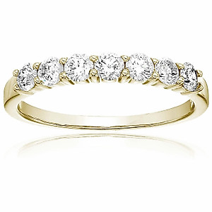 Vir Jewels 1/2 carat (ctw) Diamond Wedding Anniversary Band for Women, Round Diamond Engagement Ring 14K Yellow Gold Prong Set 0.50 cttw, Size 5