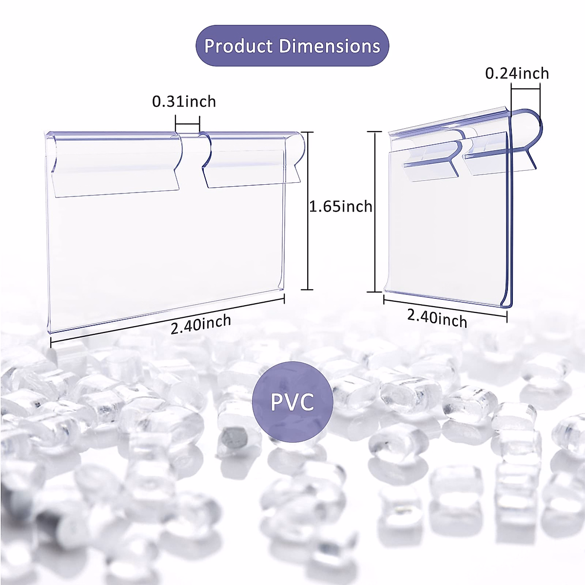 Storage Bin Labels Clip On,60PCS Clear Plastic Bin Labels Clips,Extra 80 Label Papers Included,Perfect for Wire Shelf,Baskets,Fabric Storage Cubes,Storage Closet,Cloth Bins,Food Pantry (6X4.2CM)