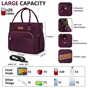 MIYCOO Lunch Bag Lunch Box Women - Leakproof Insulated Lunch Cooler Bag for Women - Large Lunch Tote Bags Adults, Purple