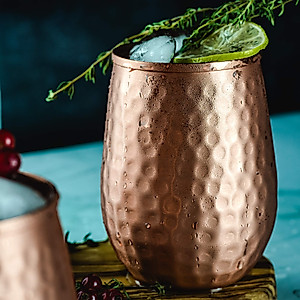 Kosdeg Copper Cups - 16 Oz set of 4 - A Unique Way To Enjoy Wine - The Perfect Pure Copper Tumbler for Water - Copper Drinking Cups Better Than Glasses or Plastic - Moscow Mule Copper Cup For Drinking