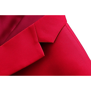 MOGU Mens Slim Fit Suit 2 Piece Tuxedo for Daily Business Wedding Party (Suit Jacket + Pants) US Size Blazer 40/Pants 36 Red