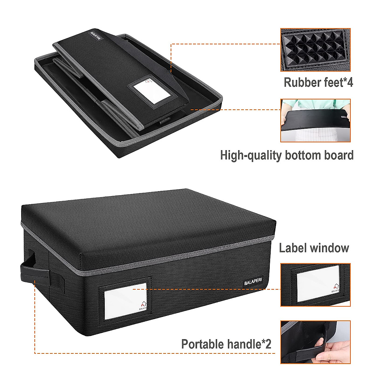 BALAPERI Fireproof Photo Storage Box with Lid (Box Only)- Holds up to 20 4" x 6" Photo Cases, Collapsible Scrapbook Storage Box, Portable Photo and Craft Keeper Storage Box with Handle