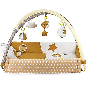 Baby Play Gym & Activity Mat for Boys Unisex with Developmental Hanging Toys for Infants Toddlers and Newborns Ages 0 + (Brown)