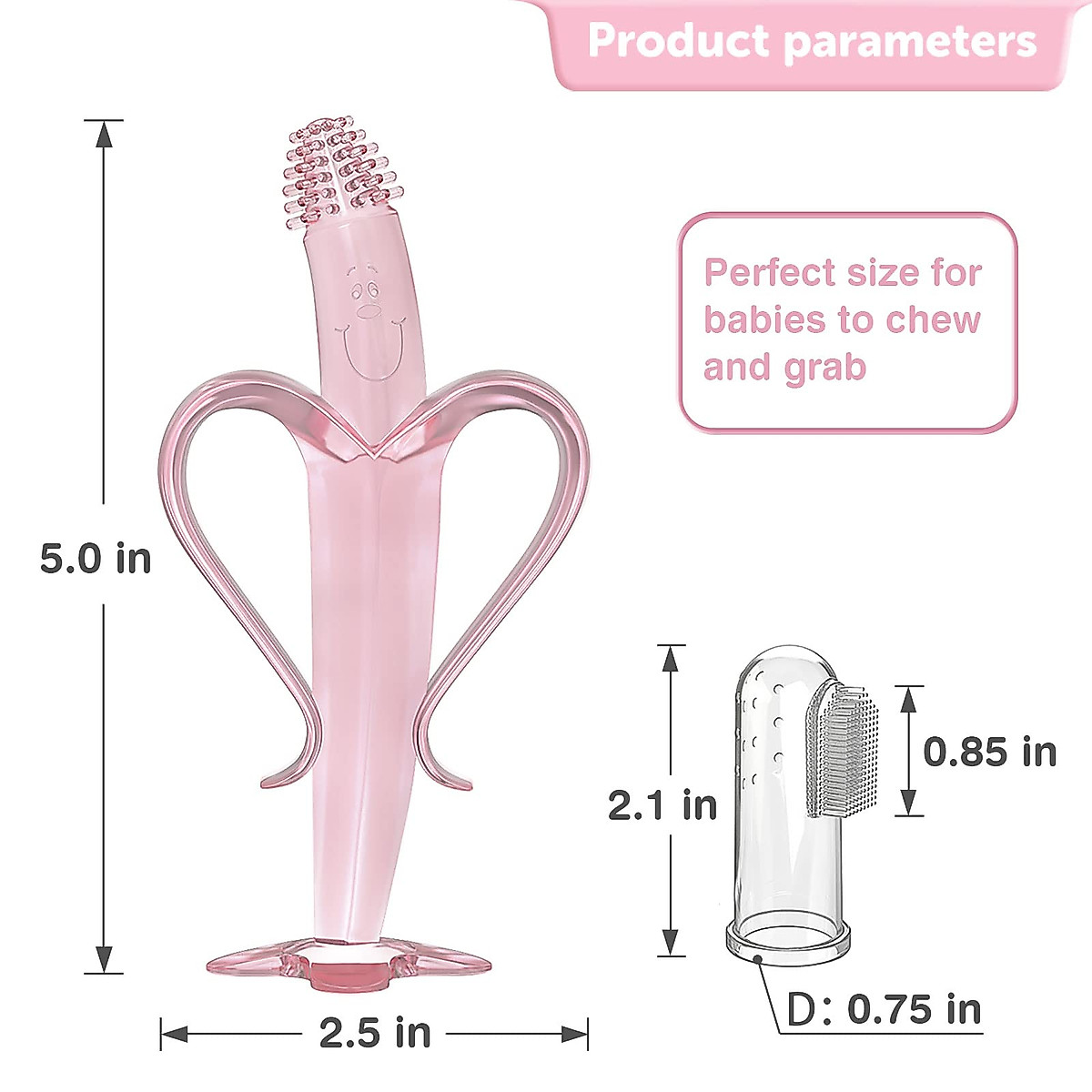 SILIVO Silicone Banana Teethers for Babies, Silicone Infant Training Finger Toothbrushes with Storage Case