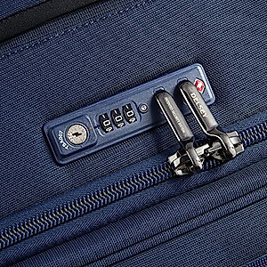 DELSEY PARIS Helium DLX Softside Expandable Luggage with Spinner Wheels, Navy Blue, Checked-Medium 25 Inch