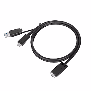 Targus USB-C Male to USB-C Male Cable with Screw and USB-A Tether, 1M Length for Secure and Reliable Connectivity, Compact Design for Travel (ACC1133GLX)