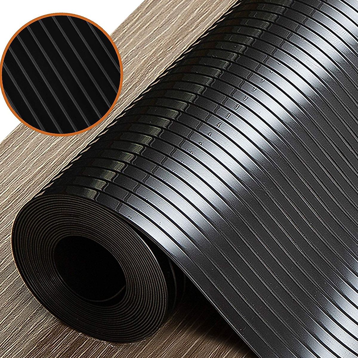 SinhRinh Drawer and Shelf Liner, 12IN x 10 FT Non Slip Non Adhesive Cabinet Liner for Kitchen and Desk - Black Ribbed