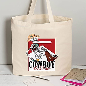BLUPARK Cowboy Killers Tote Bag Western Cowgirl Gift Western Women Canvas Tote Bag Rodeo Vintage Western Gifts Western Shopping Bags (Cowboy killers Tote bag)