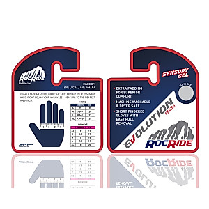 RocRide Cycling Gloves with Gel Padded Protection. Road and Mountain Biking. Half Finger with Pull Tabs. Men, Women and Children Sizes.