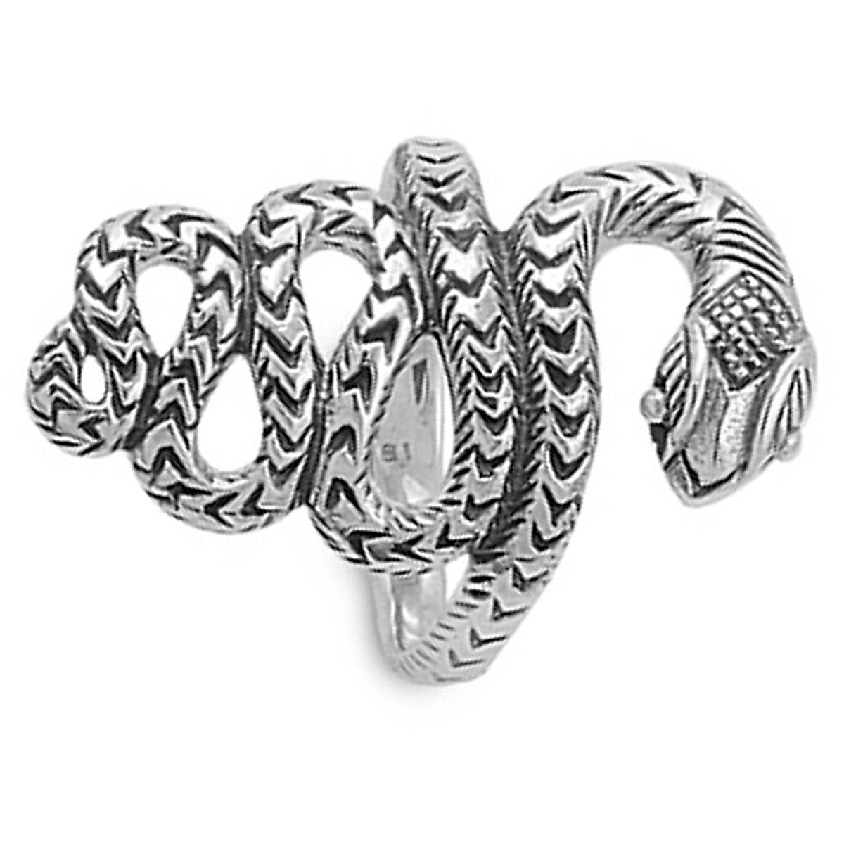 Sterling Silver Women's Tribal Snake Ring Wholesale 925 Band 15mm Size 6