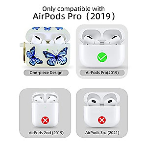 AirPod Pro Case with Keychain Wristlet, OULRAEFS Soft Silicone Skin Case Cute AirPods Pro Case Protective Case Cover with Wrist Key Lanyard for Airpods Pro 2019, Gifts for Women, Butterfly(Luminous)