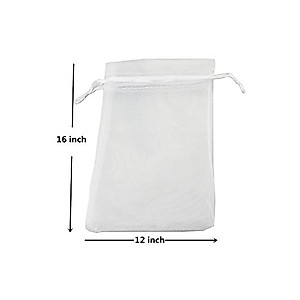 QIANHAILIZZ 50 Pack 12 x 16 Inch Drawstring Flower Bags Organza Jewelry Gift Pouch Candy Pouch Drawstring Wedding Favor Bags (White)
