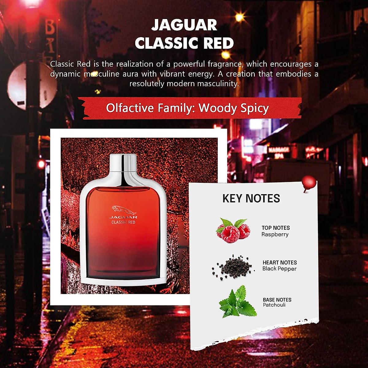 Jaguar Classic Red Eau de Toilette Spray for Men, 3.4 Fl Oz