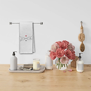 Dibor Sharks Boop Love Kiss Kitchen Towels Dish Towels Dishcloth,Ocean Animal Shark Decorative Absorbent Drying Cloth Hand Towels Tea Towels for Bathroom Kitchen (White-1)