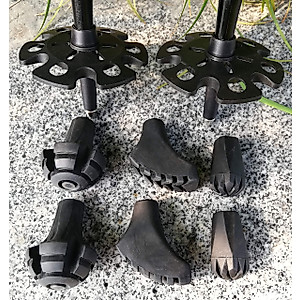 Replacement Rubber Tips Set for Trekking poles-4 Paris Heavy-Duty Durable Feet Paws Tips Snow Baskets for Hiking Poles/Walking Sticks