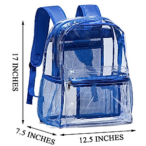 Vorspack Clear Backpack Heavy Duty PVC Transparent Backpack with Reinforced Strap for Work - Blue
