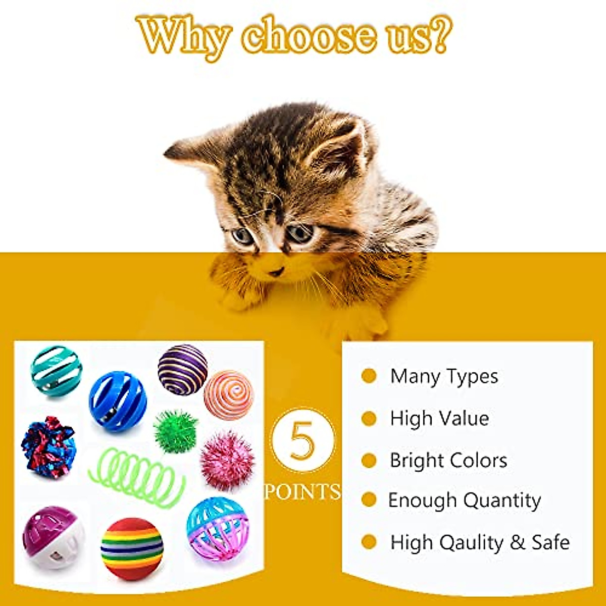 LASOCUHOO Cat Toys, Kitten Cat Ball Toys Assortments, Including Rainbow Ball, Crinkle Ball, Sparkle Ball, Bell Balls, Sisal Ball, Linen Ball for Cats and Kitten 30 PCS