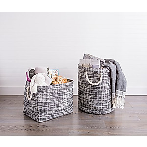 DII Woven Paper Storage Bin, Tweed, Black, Medium