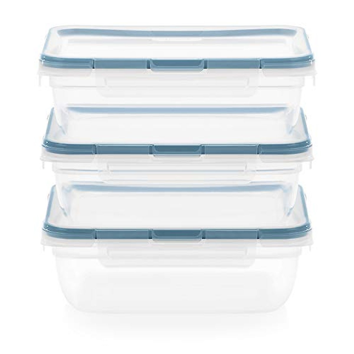 Snapware Total Solution 6-Pc Plastic Food Storage Containers Set with Lids, 8.5-Cup Rectangle Meal Prep Container, Non-Toxic, BPA-Free with 4 Locking Tabs, Microwave, Dishwasher, and Freezer Safe