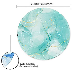 Round Mouse Pad,Gaming Mouse Pad,Non-Slip Rubber Base Mouse Mat with Stitched Edge 7.9 x 7.9 Inch for Laptop Computer (Marble Gentle Green)
