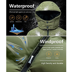 MOERDENG Kids Boy's Winter Coat Waterproof Fleece Lined Thick Down Coats Puffy Cotton Jackets with Hood