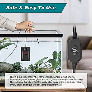 hygger Aquarium Heater,75W/150W/300W Submersible Fish Tank Water Heater Double Quartz Explosion-Proof with for Freshwater Saltwater Tank