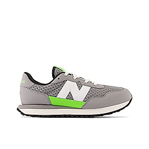 New Balance Kids 237 V1 Lace Up Sneaker, Shadow Grey/Pixel Green, 6 US Unisex Big