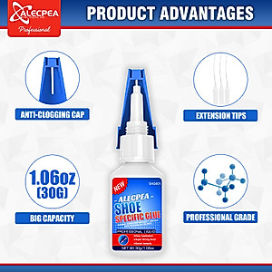 ALECPEA 30g Shoe Glue - Ultimate Strength Adhesive for for Soles Boots Sneakers Heels Hiking Shoes Leather Handbags - Quick Set in 15 Seconds