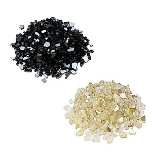 Grisun Fire Glass for Fire Pit, 1/2 Inch Mix 20 Pounds High Luster Reflective Tempered Glass Rocks for Natural or Propane Fireplace, Safe for Outdoors and Indoors Firepit Glass