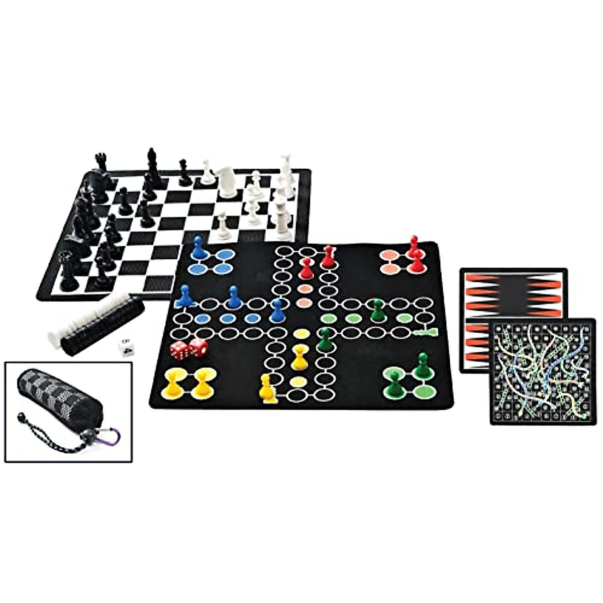 Outside Inside Backpack 5-in-1 Board Games | Compact, Foldable, Magnetic, Travel Size for Camping and Travel