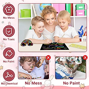 ZMLM Scratch Rainbow Art Paper Set - 50Pcs Magic Scratch Off Art Craft Supplies Kits for Kids Girls Boys Black Scratch Notes Sheet Doodle Pad for Fun DIY Toy Party Favors Christmas Birthday Gift