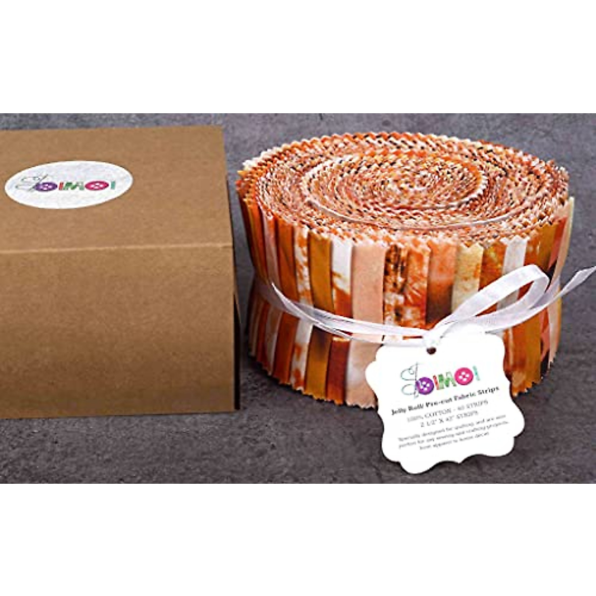 Soimoi 40Pcs Tie Dye Print Cotton Precut Fabrics for Quilting Craft Strips 2.5x42inches Jelly Roll - Orange