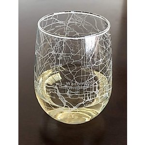 Stemless 17oz Wine Glass Urban City Map Washington DC
