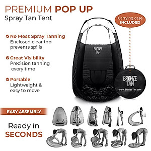 Bronze Tan Spray Tan Tent Pop Up for Spray Tan Professional - Waterproof Spray Tan Booth with FREE Portable Spray Tent Carrying Case - Self Tanning Booth - Black