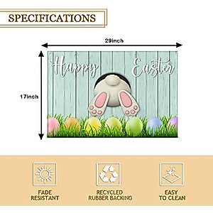AUSTAB Easter Welcome Door Mat Bunny Tail Spring Floor Mat Indoor Outdoor Entrance Bathroom Door Mat Non-Slip Washable Greeting Party Decorations 17 X 29 Inches