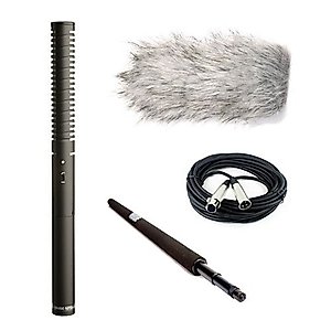 Rode NTG-2 Dual Powered Condenser Mic Bundle with Cable, Handheld Boom Pole Deadcat