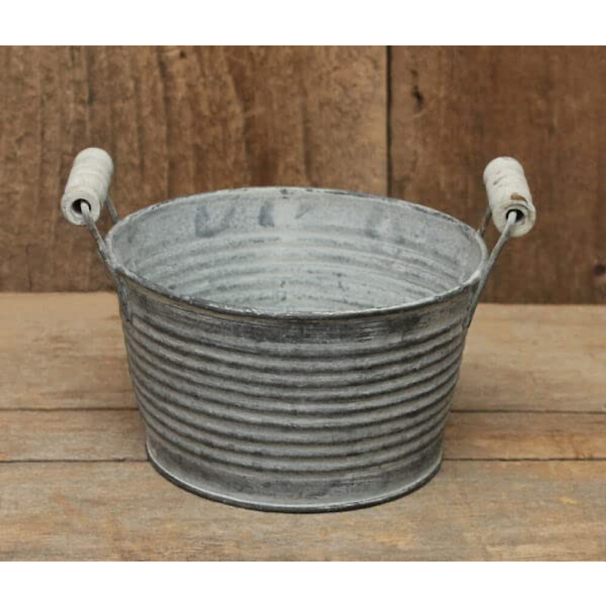 for -- Mini Graywashed Metal Washtub with Wood Handles 5.25" x 4.25" Area Home & Garden