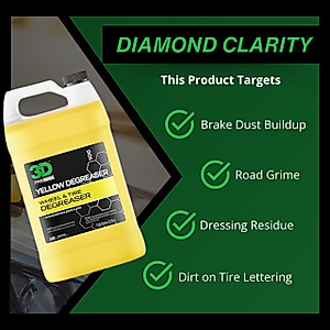 3D Yellow Degreaser Wheel & Tire Cleaner - Safely Removes Brake Dust & Dirt from Wheels & Tires - All-In-One Car Wash Detailing Spray Refill 1 Gallon
