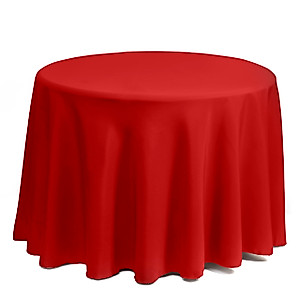 Gee Di Moda Round Tablecloth - 70 Inch Red Round Table Cloth for 24 to 48 Inch Round Tables - Heavy Duty Washable Fabric - for Buffet Table, Holiday Party, Dinner, Wedding & Baby Shower