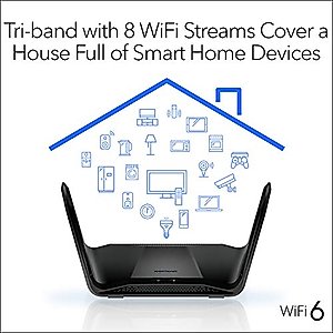 NETGEAR Nighthawk WiFi 6 Router (RAX70) 8-Stream Gigabit Router, AX6600 Tri-Band Wireless Speed (Up to 6.6 Gbps), Coverage Up to 2,500 sq.ft. and 40 Devices