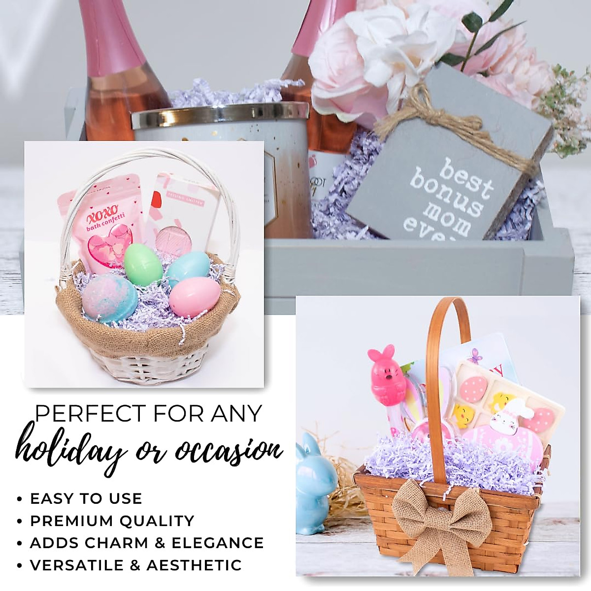 MagicWater Supply Soft & Thin Cut Crinkle Paper Shred Filler (1 LB) for Gift Wrapping & Basket Filling - Lavender