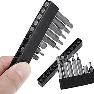 Kigley 20 Pcs 12 Holes Hex Shank Bit Holder Screwdriver Head Storage Case Drill Bit Organizer Plastic Drill Bit Case Drill Bit Storage Fit for 1/4 Inch Hex Shank (Black)