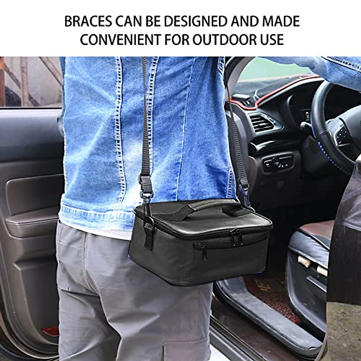 Food Warming Tote, Control Temperature Portable Portable Mini Oven Oxford Cloth Heat Preservation for Home (Black)