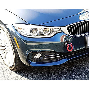 iJDMTOY Red Track Racing Style Tow Hook Ring Compatible With BMW 1 2 3 4 5 X1 X3 X4 X5 X6 Series, Compatible With MINI Cooper F54 F55 R60 R61, Made of Lightweight Aluminum