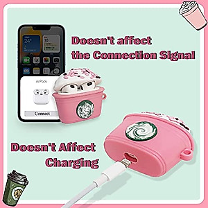 Cute Airpods 3rd Generation Case, 3D Cartoon Pink Drink Cup Cover for Airpod 3 Case, 7in1 Accessories Kawaii Pendant with Anti-Lost Keychain Airpod 3rd Generation Case for Girl Women -SUIHUOJI